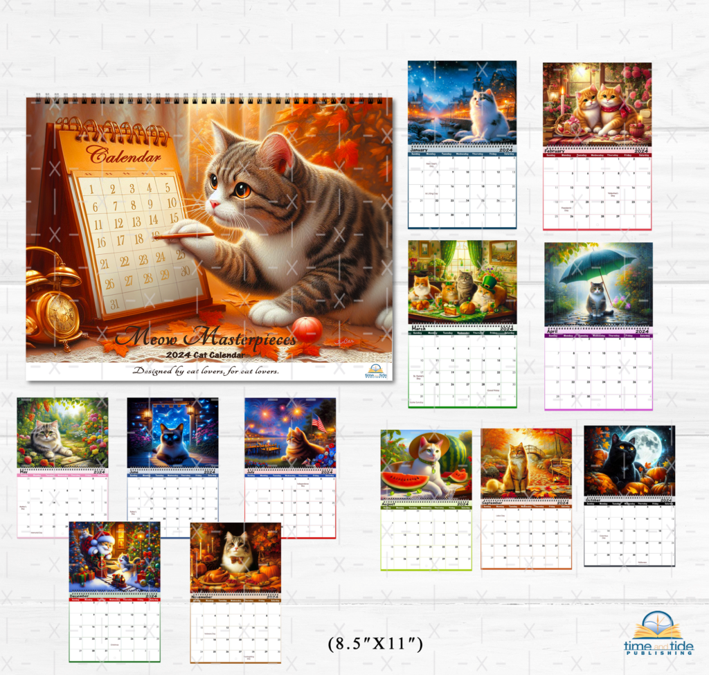 Meow Masterpiece – Purr-fectly Unique Wall Cat Calendar 8.5 x 11